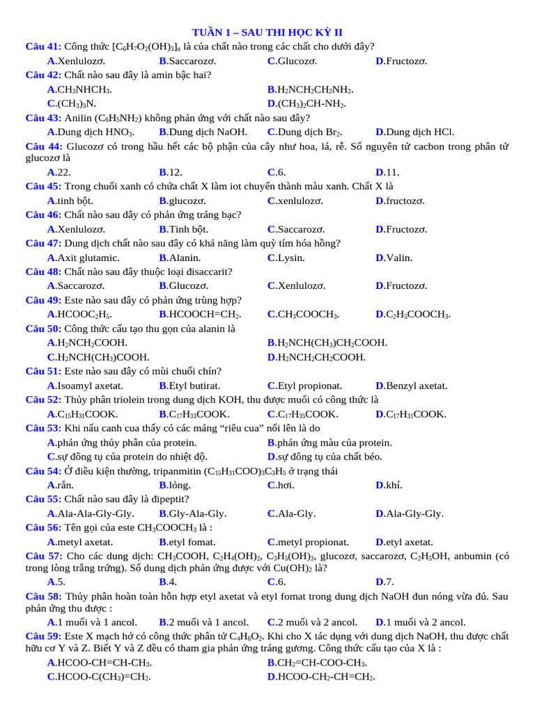 Tuan 1 Sau Thi HK II | PDF