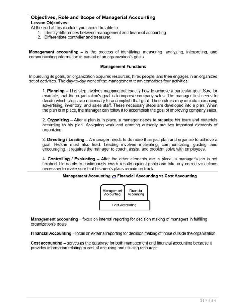 1 Introduction To Managerial Accounting | PDF
