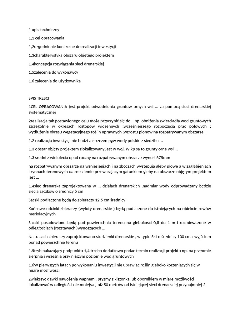 Melioracja Projekt | PDF
