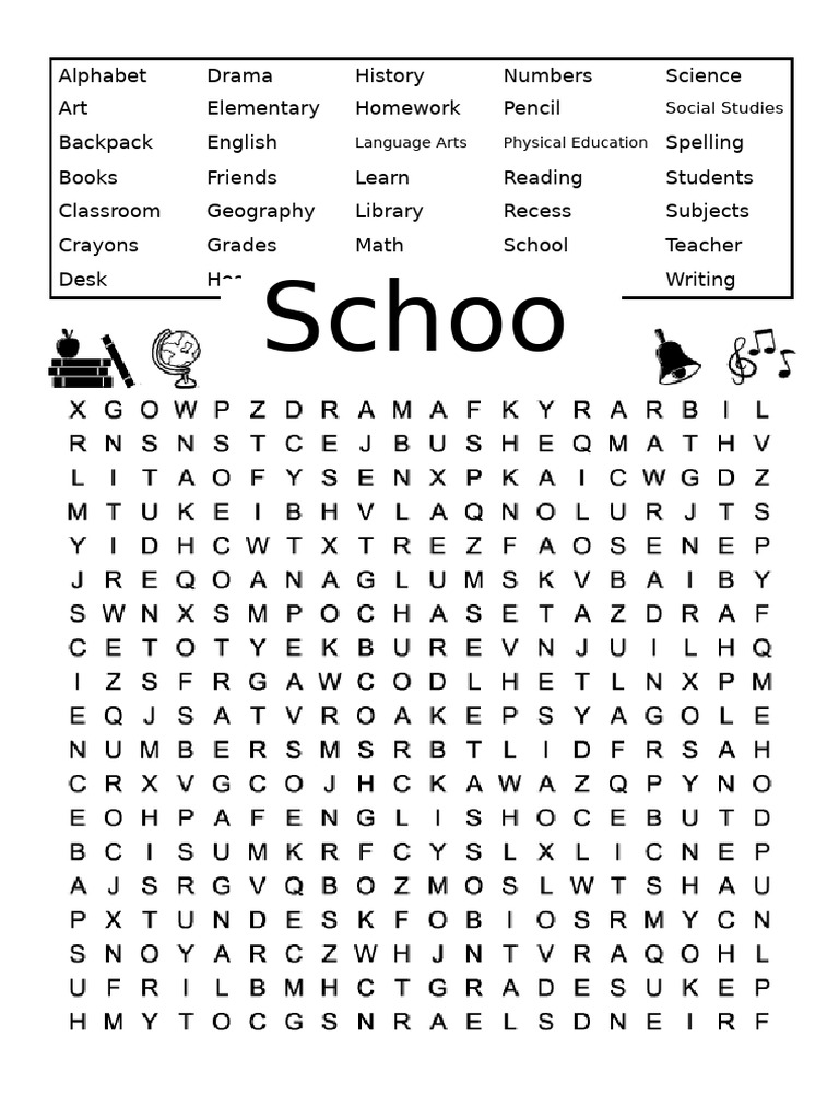 School Word Search - easy ESL wordsearch | PDF