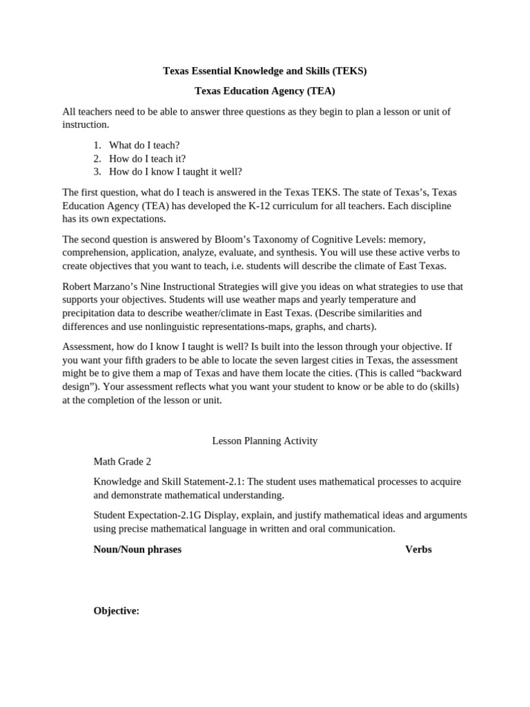Texas Essential Knowledge and Skills | PDF | Knowledge | Reading ...