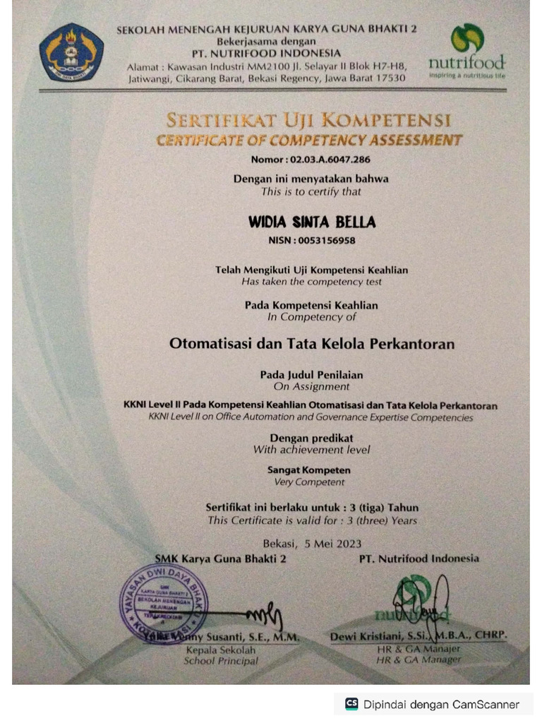 Sertifikat Kompetensi | PDF