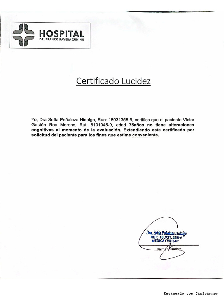 Certificado de Lucidez Gaston | PDF