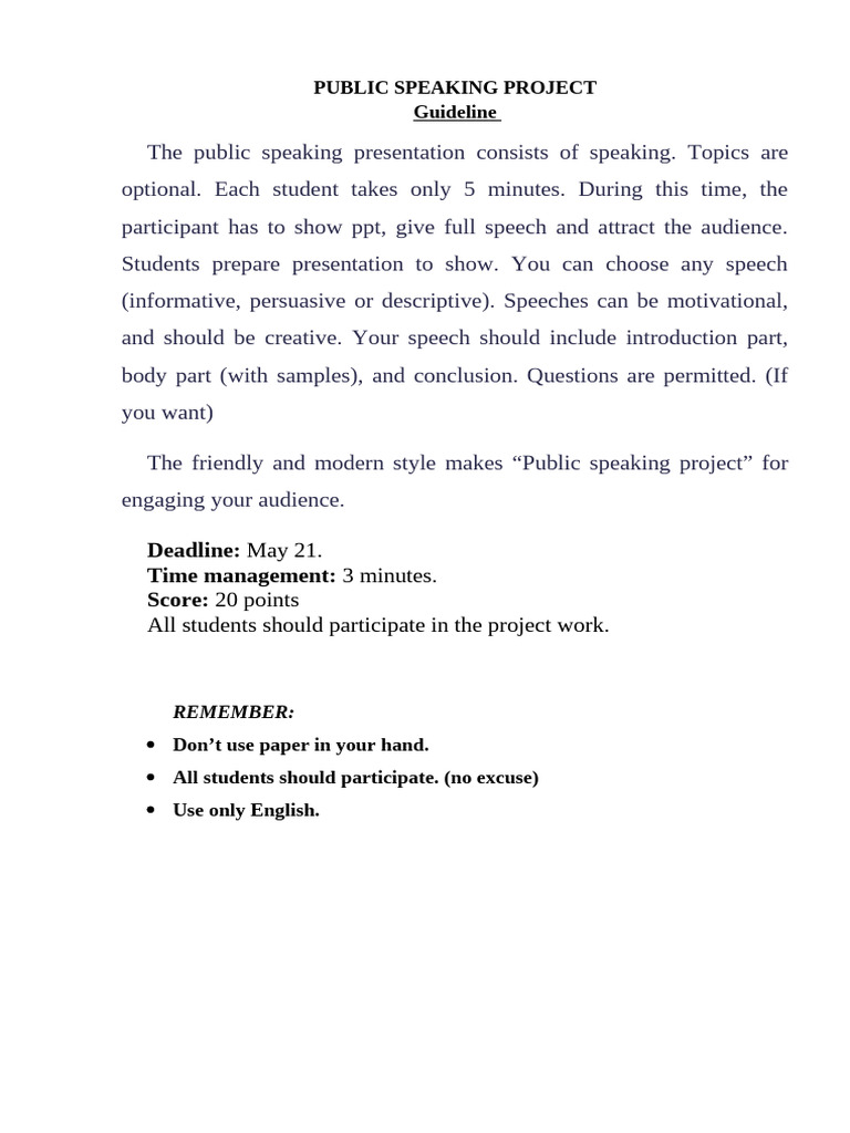 Public Speaking Project | PDF
