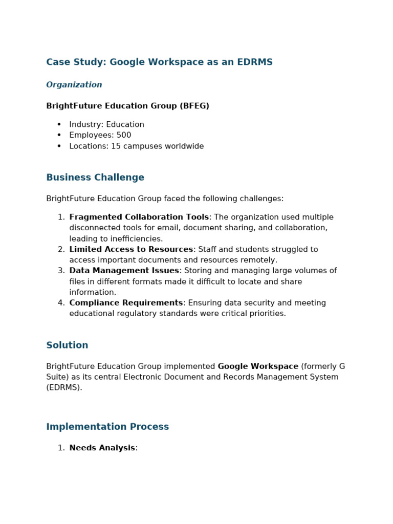 Google Workspace EDRMS Case Study: BFEG | PDF | Records Management ...
