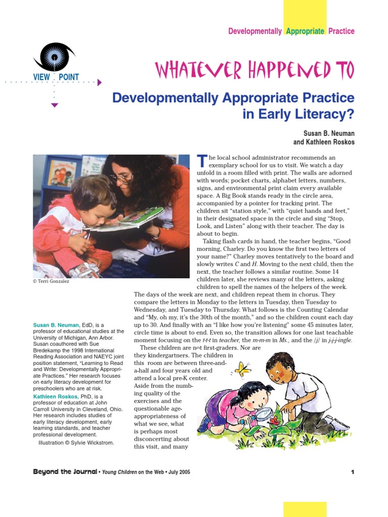 Developmentally Appropriate Practice in Early Literacy | PDF | Literacy ...