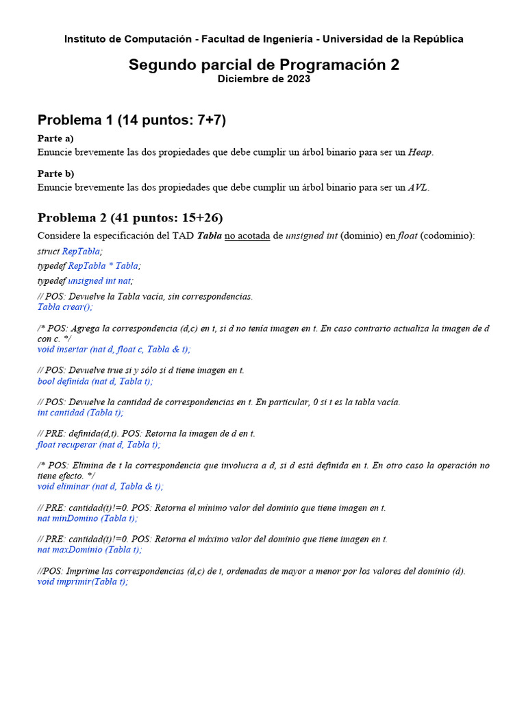 Parcial2 P2 2023 Semestre2 Letra Solucion.pdf 2 | PDF | Programación de computadoras ...