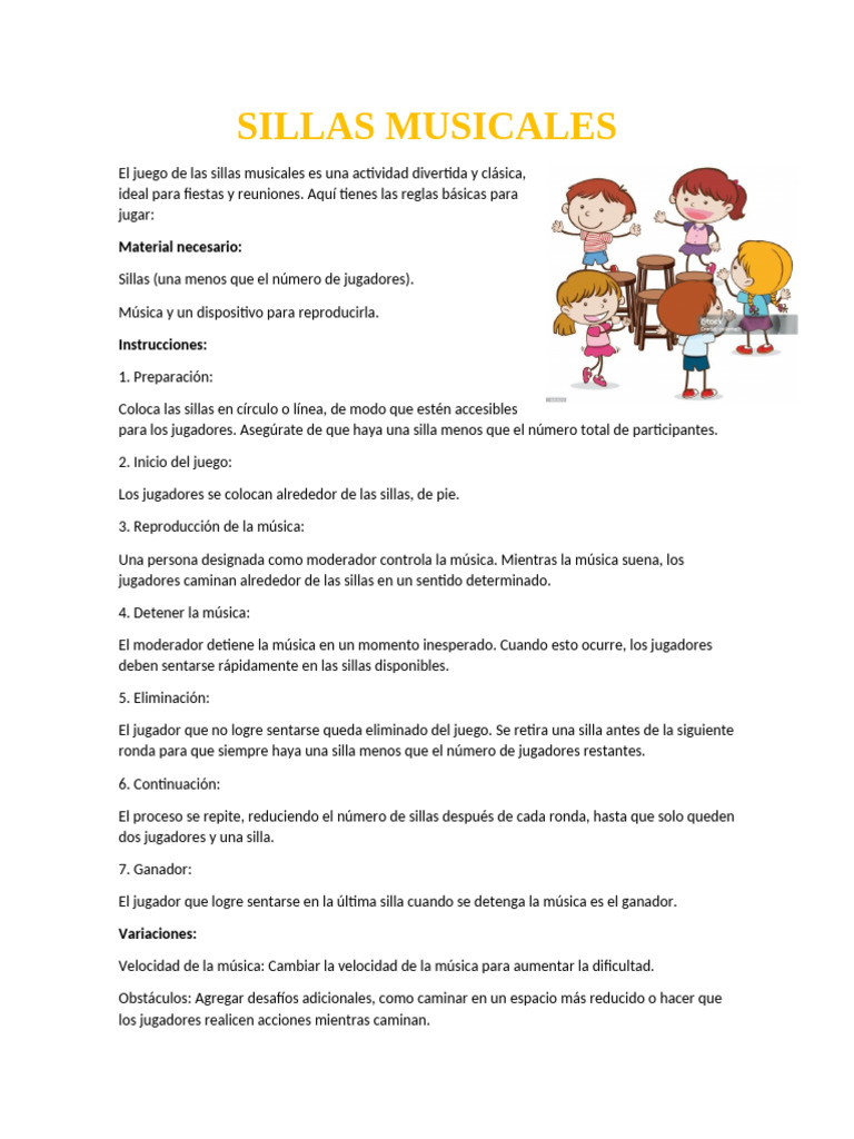 Sillas Musicales - Vyps | PDF