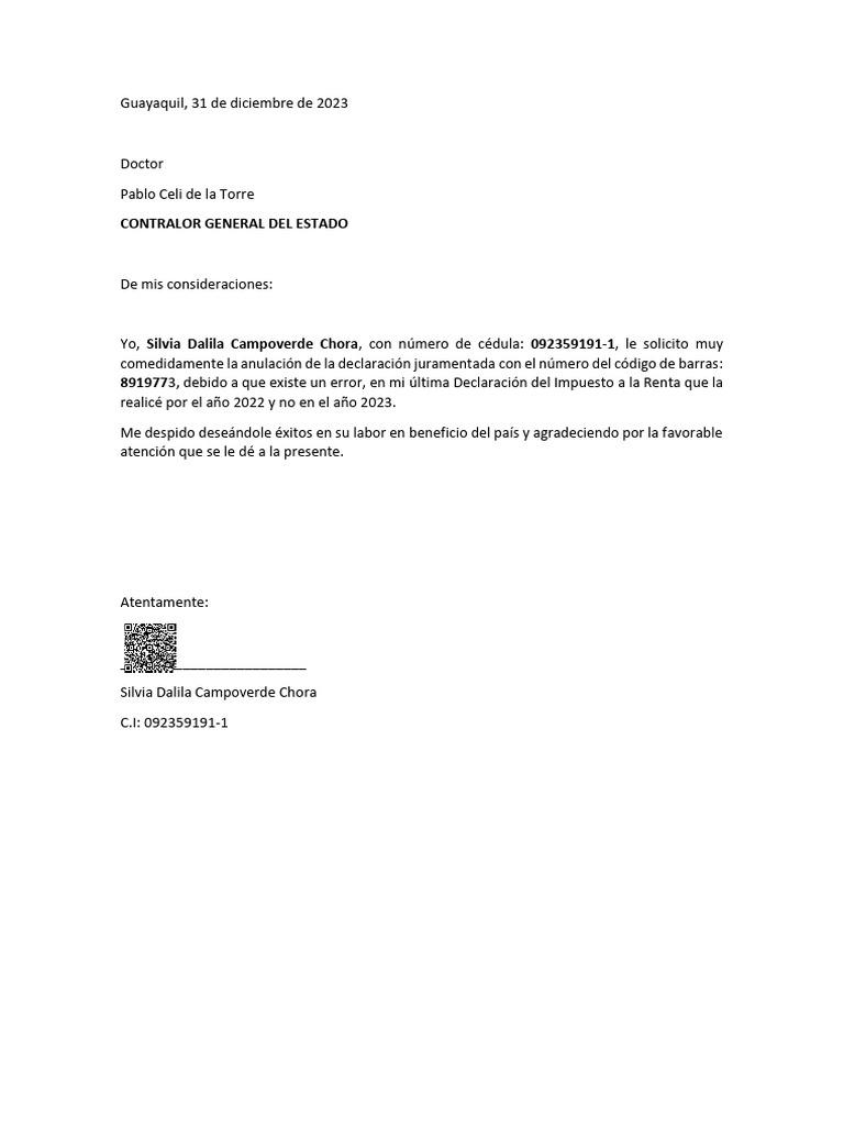 Oficio de Anulación Declaración Juramentada-8919773 | PDF