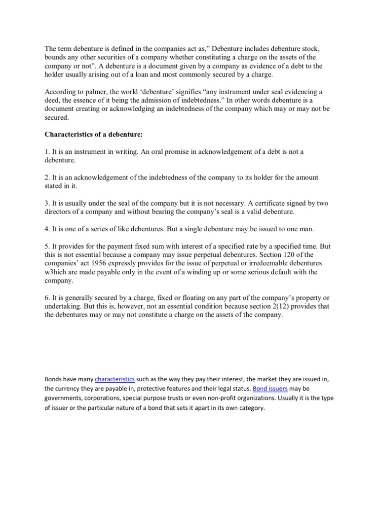 Debenture And Bond Pdf Debenture Bonds Finance