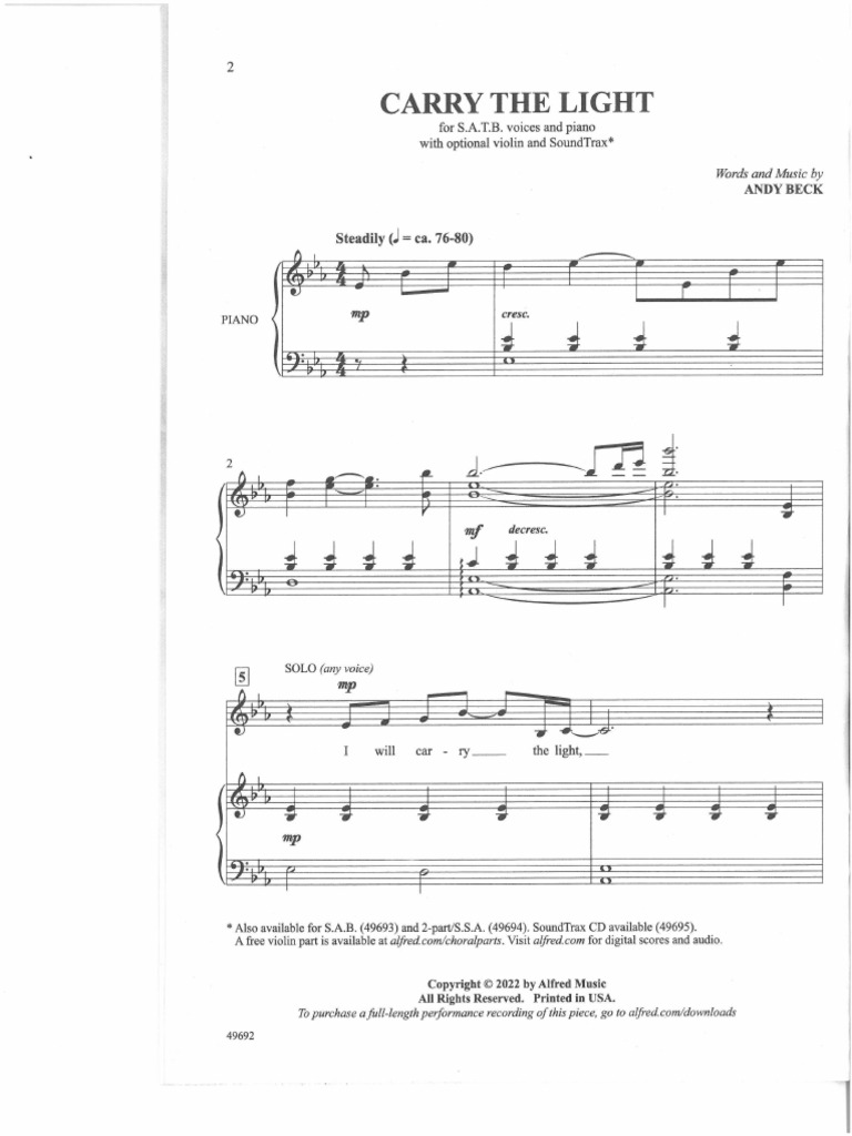 Carry The Light - Andy Beck | PDF