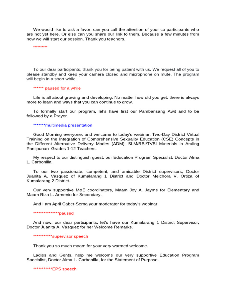 emcee script Aralpan | PDF | Human Communication