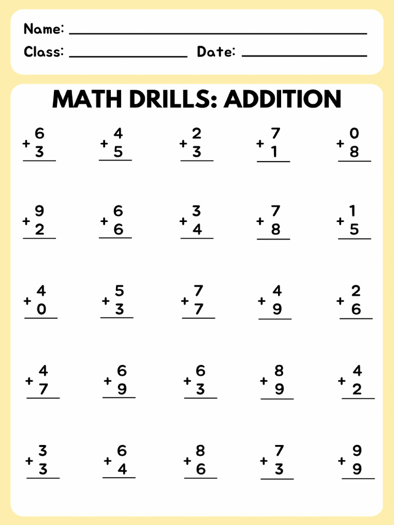 Math Drills Addition Worksheet - 20250114 - 172344 - 0000 | PDF