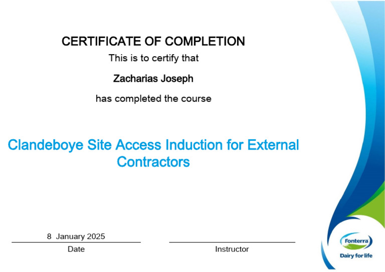 CertificateOfCompletion - CDB Site Access | PDF