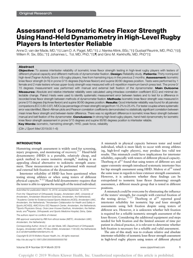 Assessment of Isometric Knee Flexor Strength Using Hand-Held ...