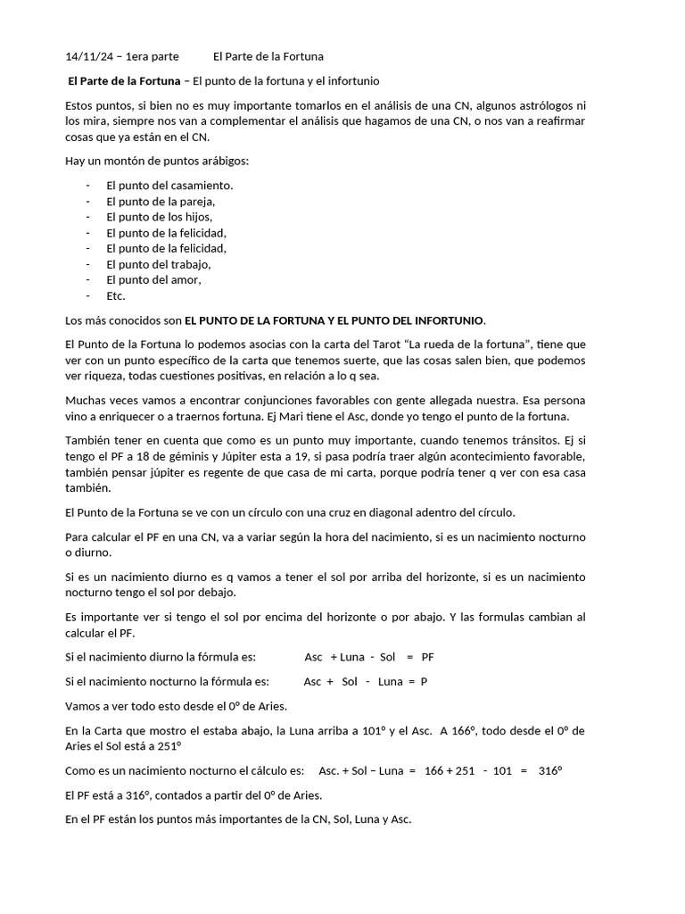 El Parte de La Fortuna - Infortunio | PDF