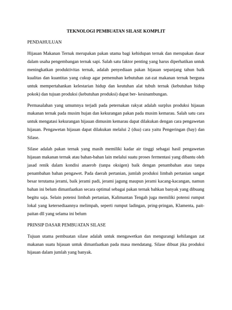 Teknologi Pembuatan Silase Komplit | PDF