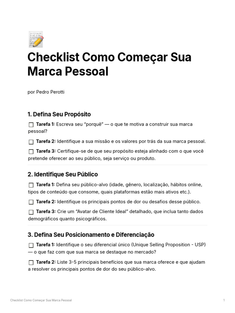 checklist-como-comecar-sua-marca-pessoal | PDF | Marca | Blog