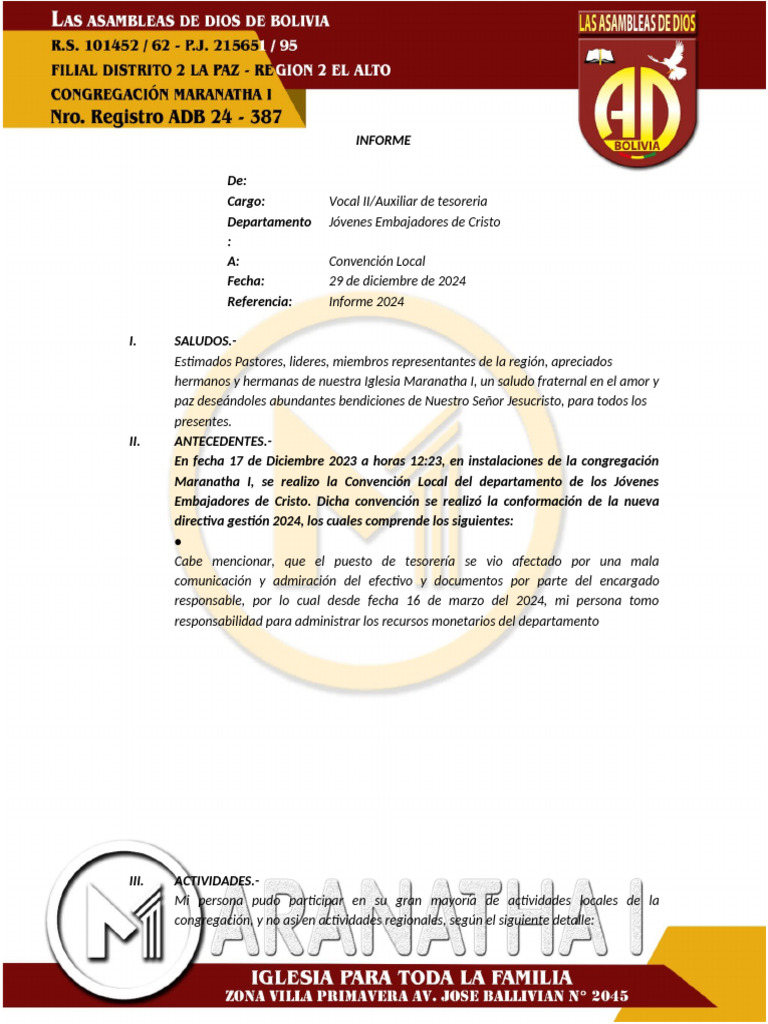 Modelo Informe 2024 | PDF