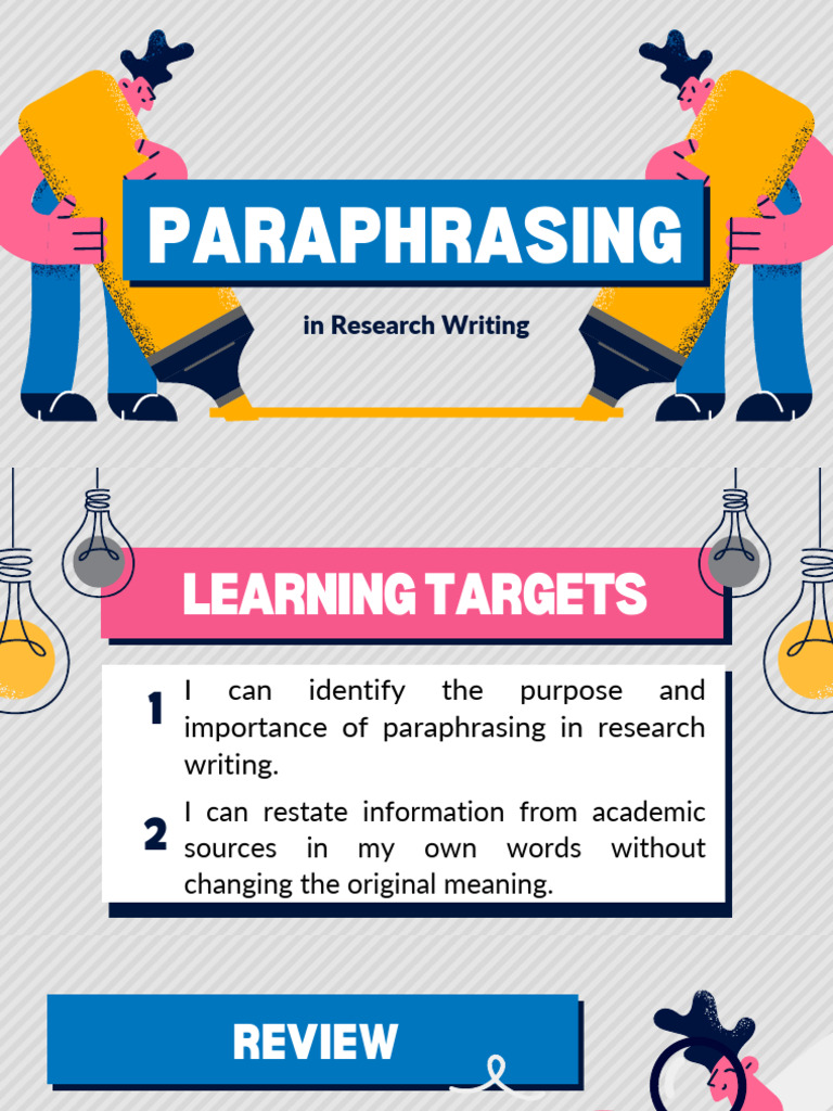Paraphrasing Research Skills Educational Presentation in Bright Bold ...