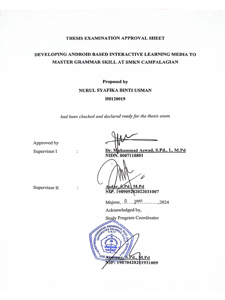 Nurul Syafika Approval Thesis | PDF