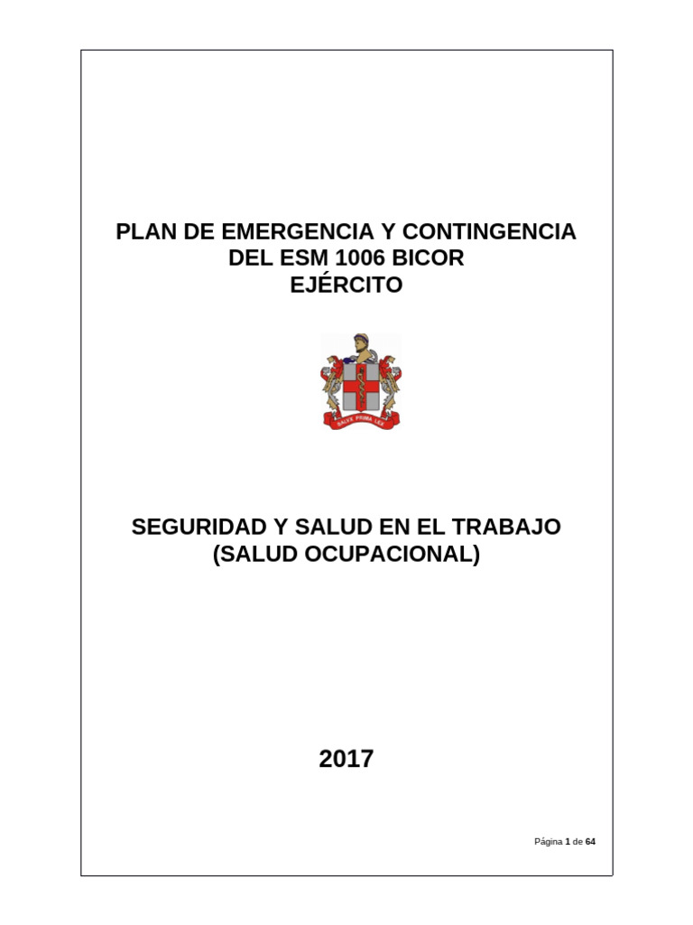 Plan de Emergencia ESM 1006 Bicor 2017 | PDF | Seguridad y salud ...