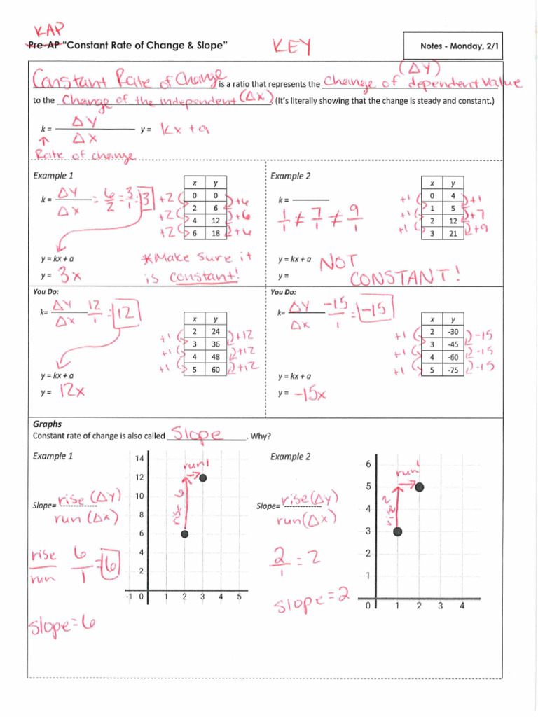 2.1 KAP Rate of Change Notes and Homework KEY (2) | PDF | Combinatorics ...