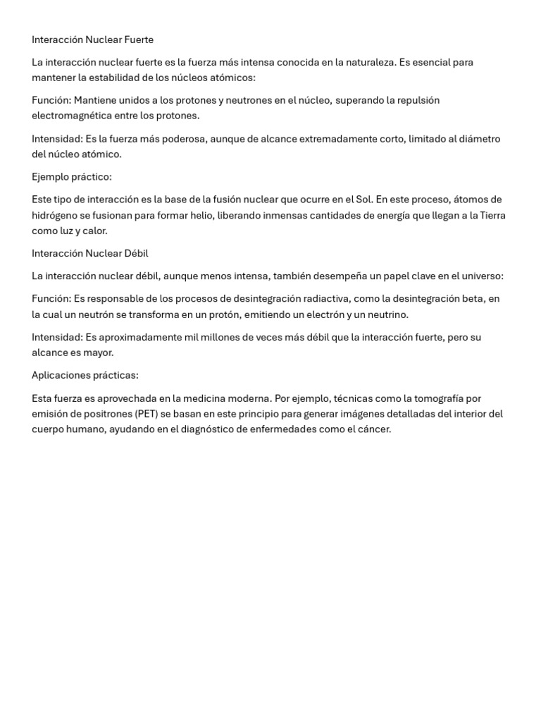 Interacciones Nucleares: Fuerte y Débil | PDF