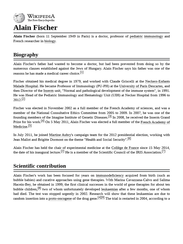 Alain_Fischer | PDF | Medicine | Clinical Medicine