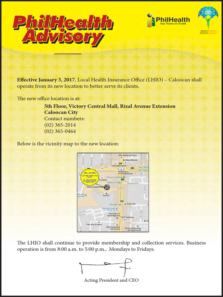 New Location of Lhio Caloocan: Effective January 3, 2017, Local Health ...