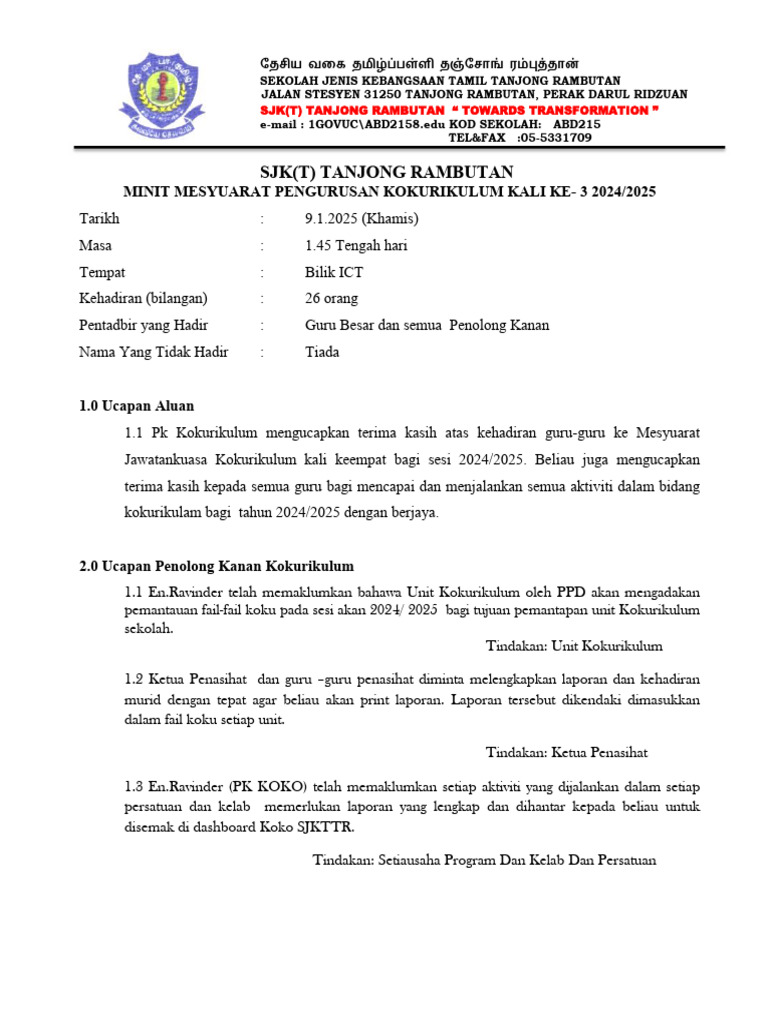 Minit Mesyuarat Koko Kali Ke-3 2024 | PDF