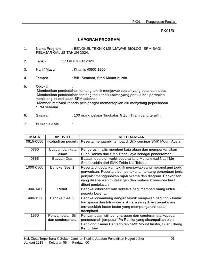 Laporan Bengkel Galus Biologi | PDF