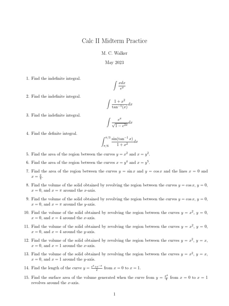 Calc II Midterm Practice Problems | PDF | Mathematical Concepts | Calculus