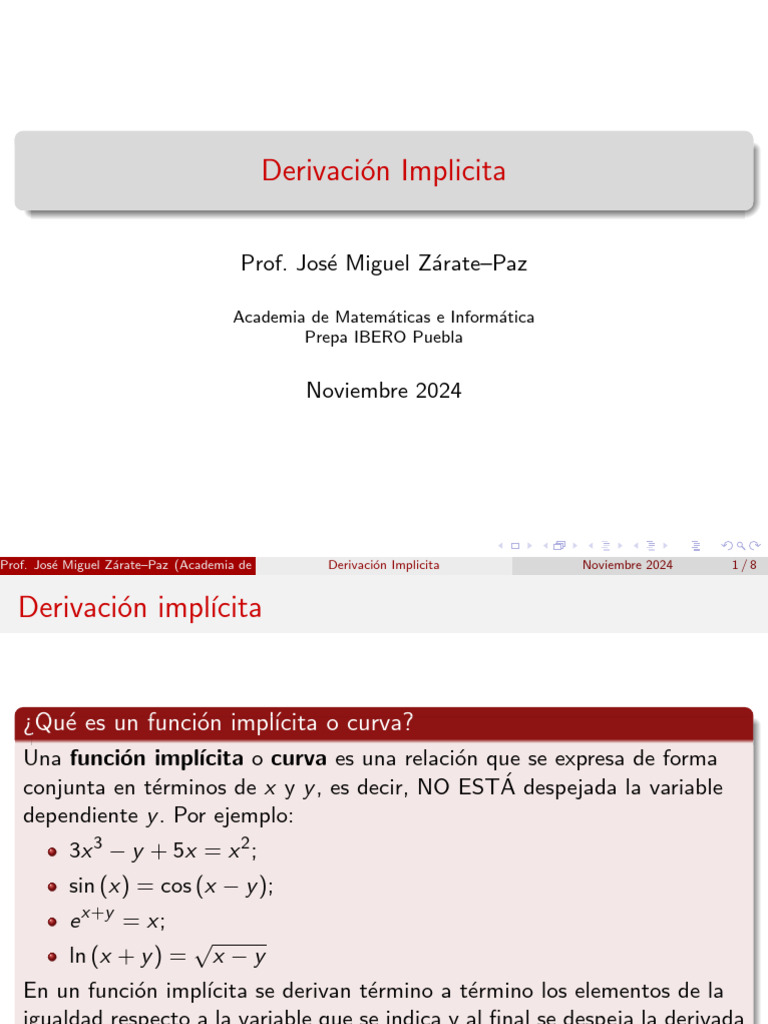 Derivación Implicita | PDF | Funciones trigonométricas | Función (Matemáticas)