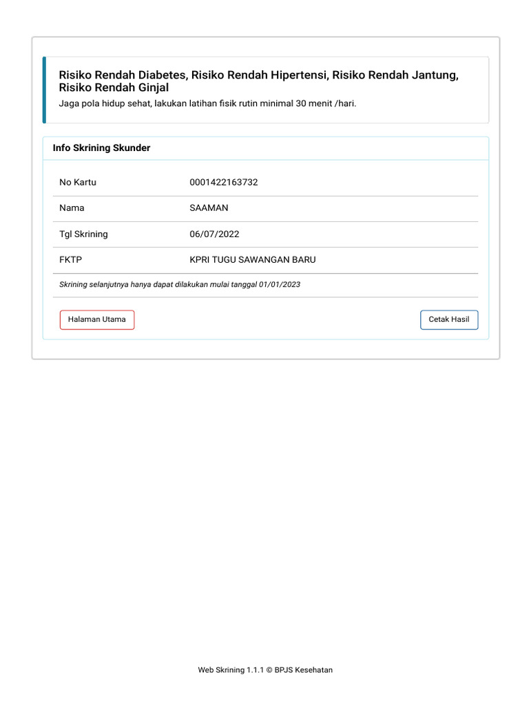 Web Skrining BPJS Kesehatan | PDF