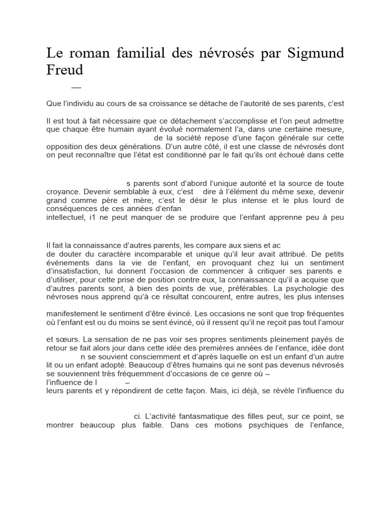Roman familial et névroses selon Freud | PDF | Névrose | Sigmund Freud