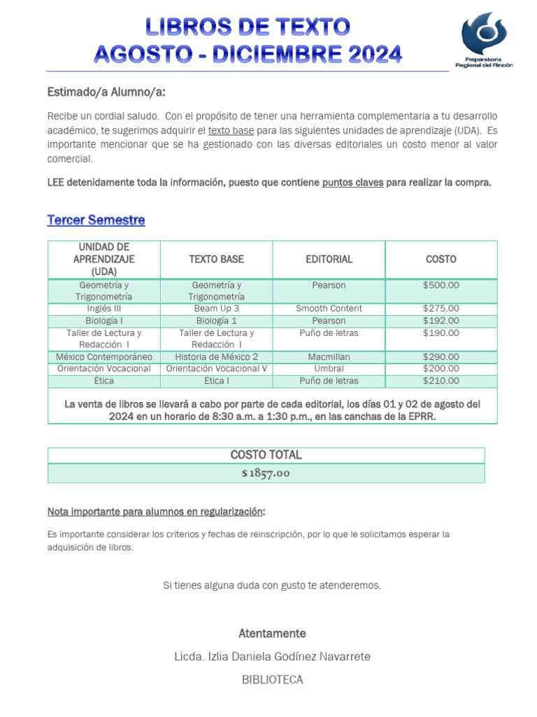 PublicaciÃ N Libros de Texto 3ro. A-D 2024 | PDF