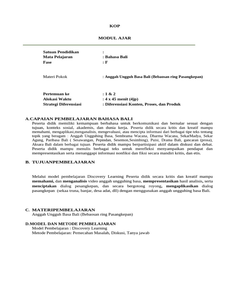 22 Kelompok 3_Fase F_Modul Ajar AUB | PDF