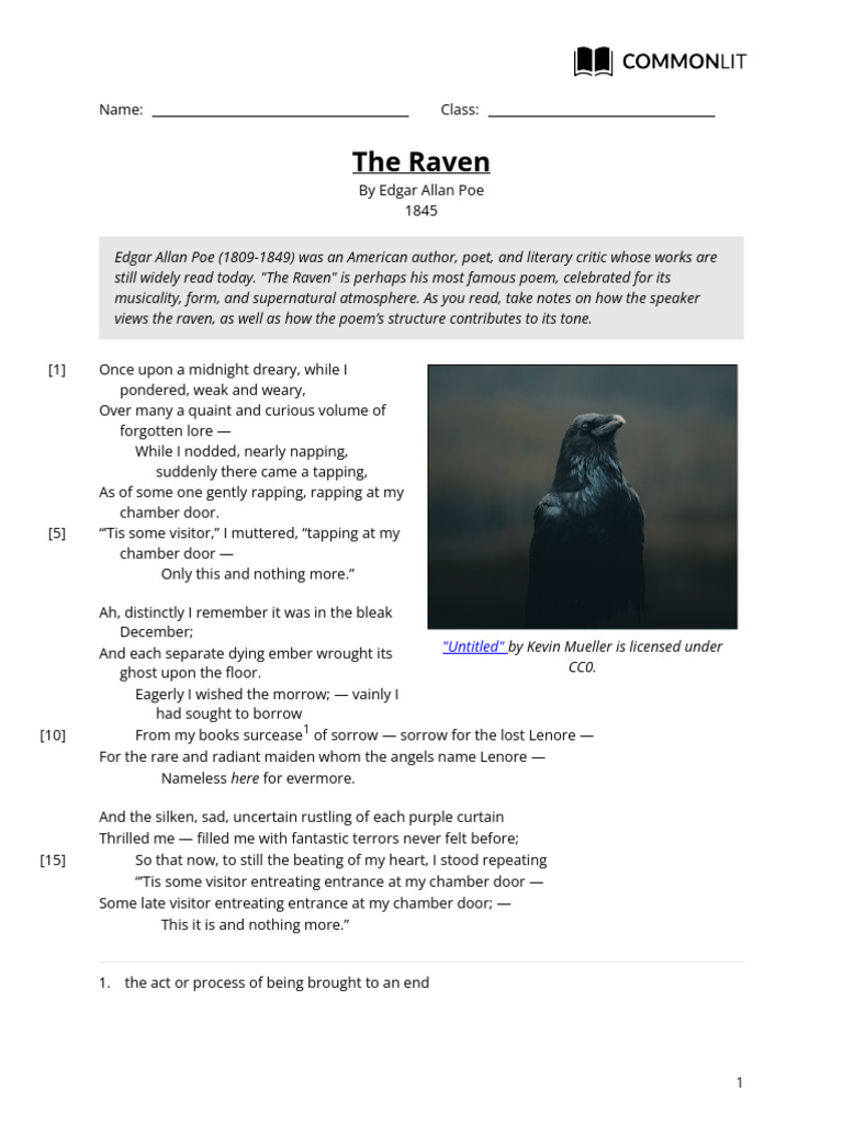 Edgar Allan Poe's The Raven Analysis | PDF | The Raven