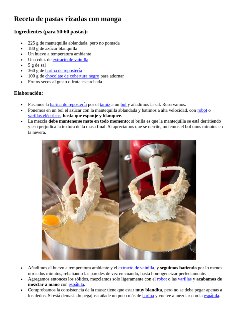 Receta de Pastas Rizadas Fáciles | PDF | Confitería | Chocolate