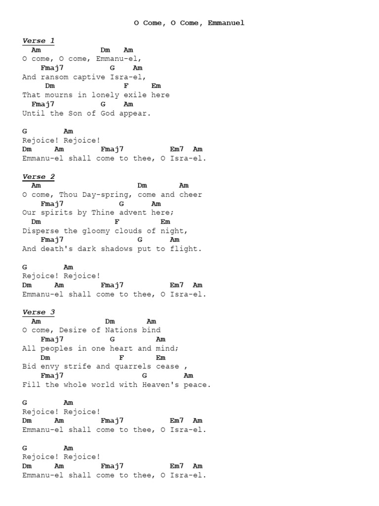 O Come, O Come, Emmanuel Lyrics | PDF