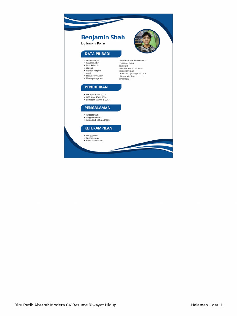 Biru Putih Abstrak Modern CV Resume Riwayat Hidup - 20250109 - 221215 - 0000 | PDF