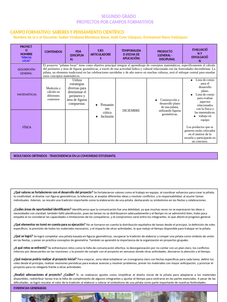Proyecto "Piñatas Locas" en Segundo Grado | PDF | Matemáticas | Aprendizaje