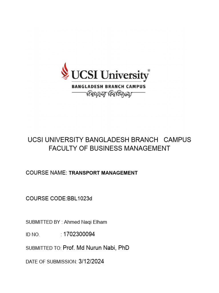 Ucsi University Bangladesh Branch Campus | PDF | Transport | Infrastructure