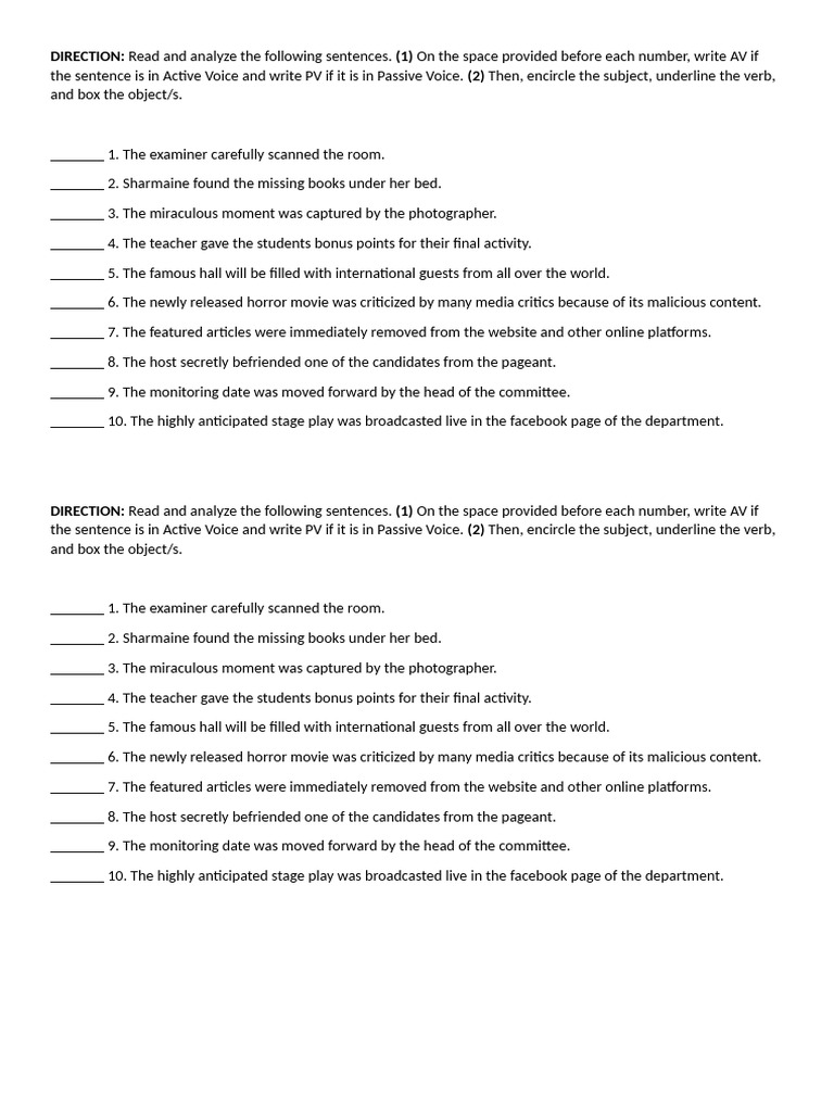Active Passive-Activity | PDF