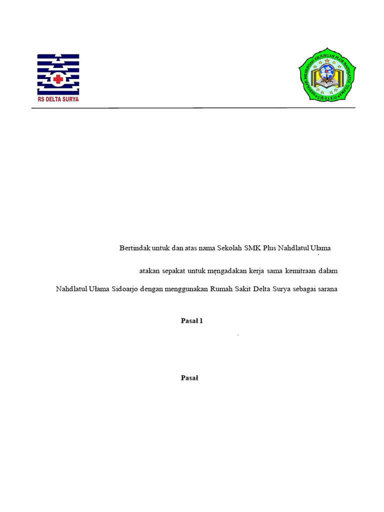 PERJANJIAN KERJASAMA RS.Delta Surya | PDF