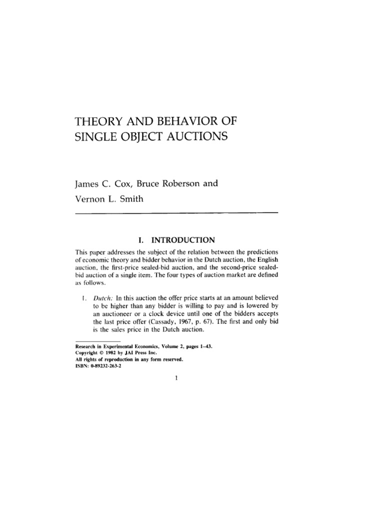 Single Object Auctions | PDF