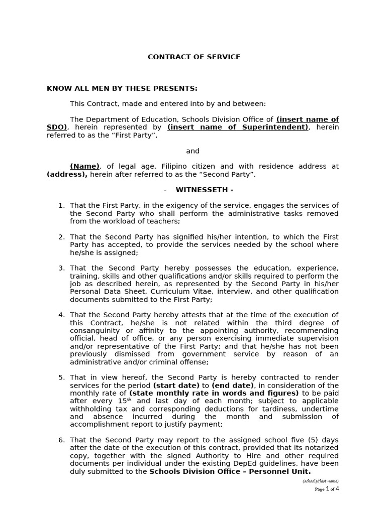 COS Administrative Support Contract | PDF | Employment | Justice