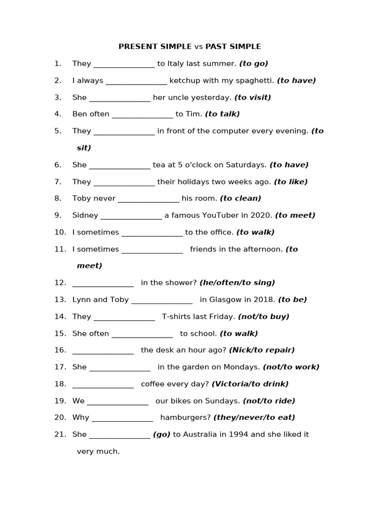 PRESENT SIMPLE Vs PAST SIMPLE | PDF