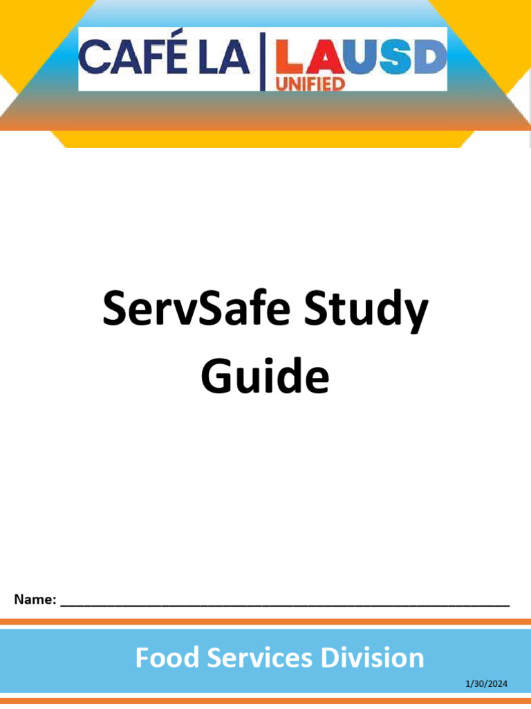 ServSafe Study Guide 1-30-2024 | PDF | Food Safety | Foodborne Illness